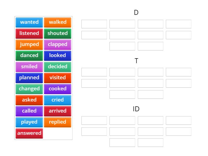 SO A2 U6.2 D / T / ID - past simple regular verbs - Group sort