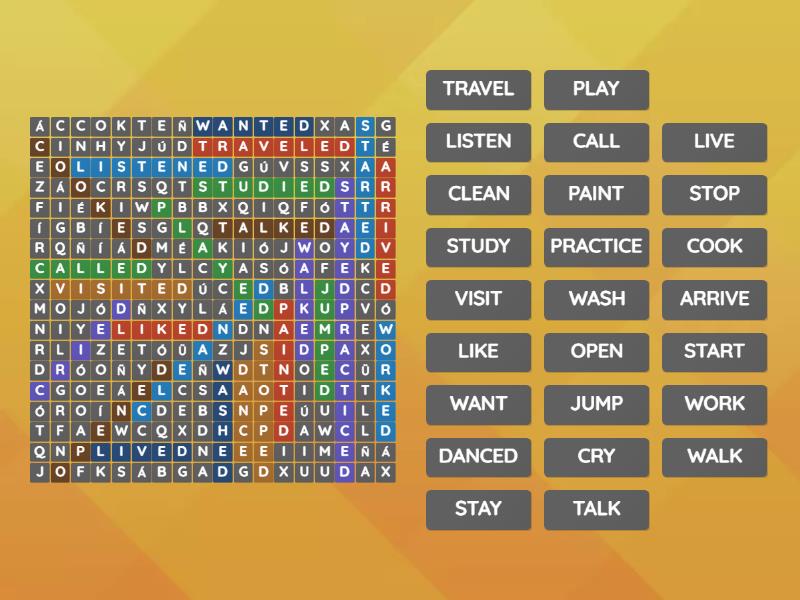 REGULAR VERBS - Sopa de letras