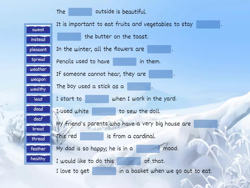 EA as Short E Cloze Activity - Complete the sentence