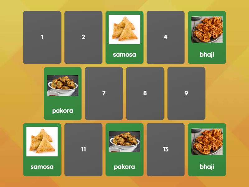 Indian Foods Matching Game - Matching pairs