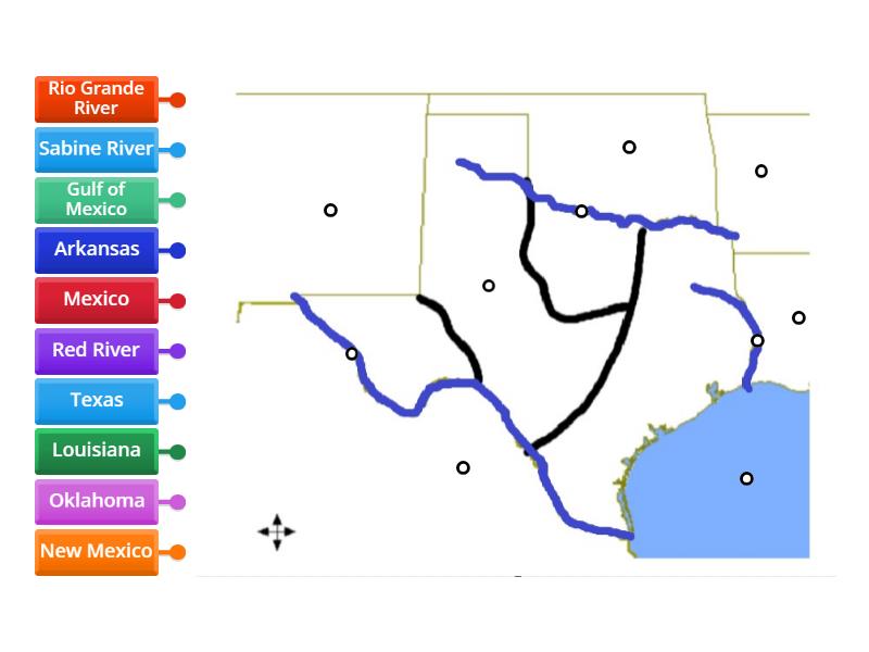 Texas Border Map Worksheet - Labelled diagram