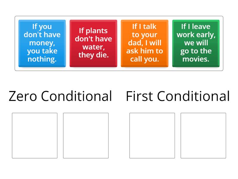 Zero and type 1 conditionals - Group sort