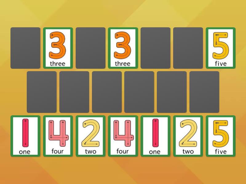 Numbers from 1 to 10 - Matching pairs