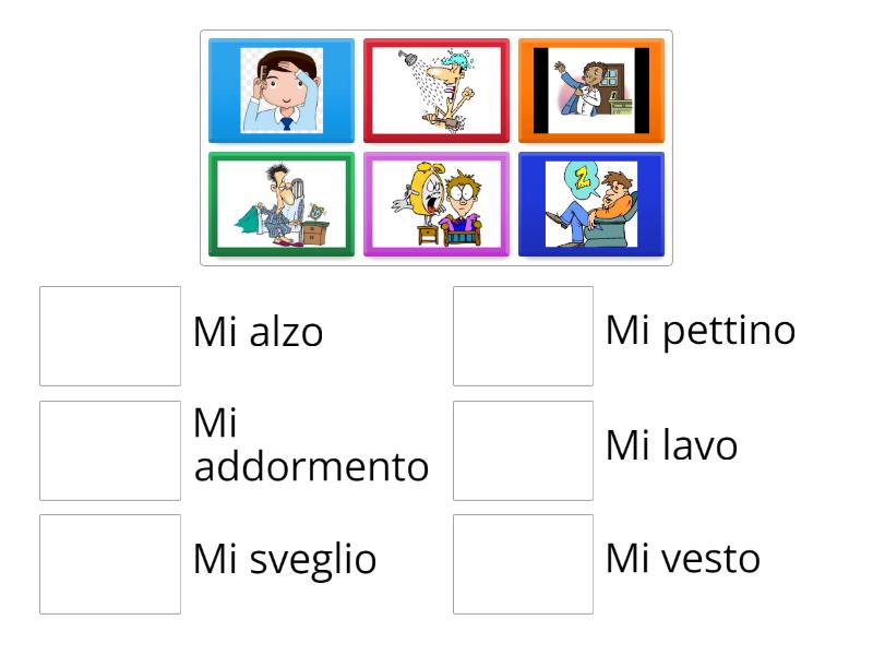 Azioni con verbi riflessivi (io):Che cosa fai di solito? - Une las parejas