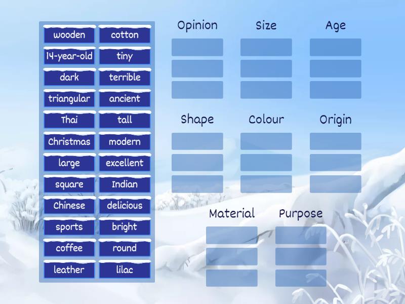 Order of Adjectives Grouping - Group sort