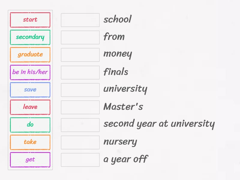 stages of education - Match - Match up