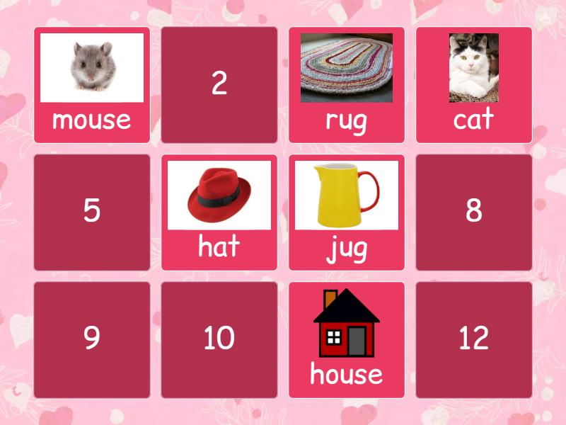 Rhyming words lotto - Matching pairs