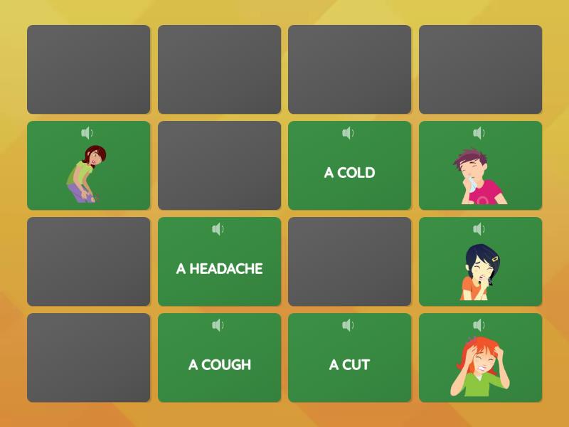 UNIT 1 ILLNESS VOCABULARY - Matching pairs