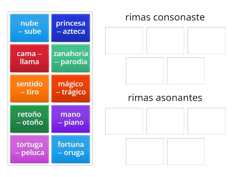 Tipos de rima - Ordenar por grupo