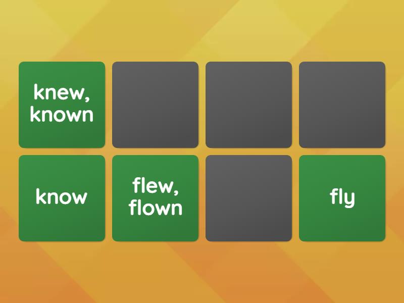 IRREGULAR VERBS MEMORY: fly, know, wear, see - Matching pairs