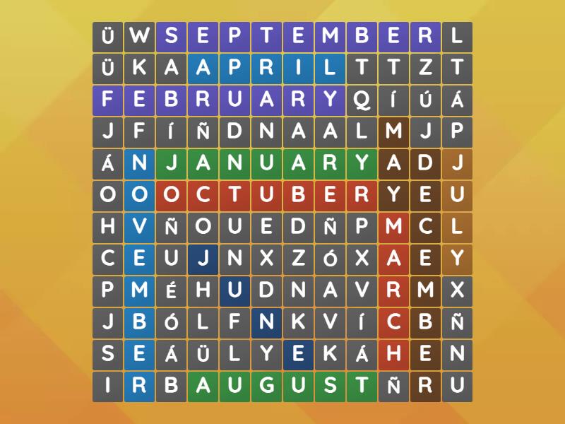 Months of the year - Sopa de letras