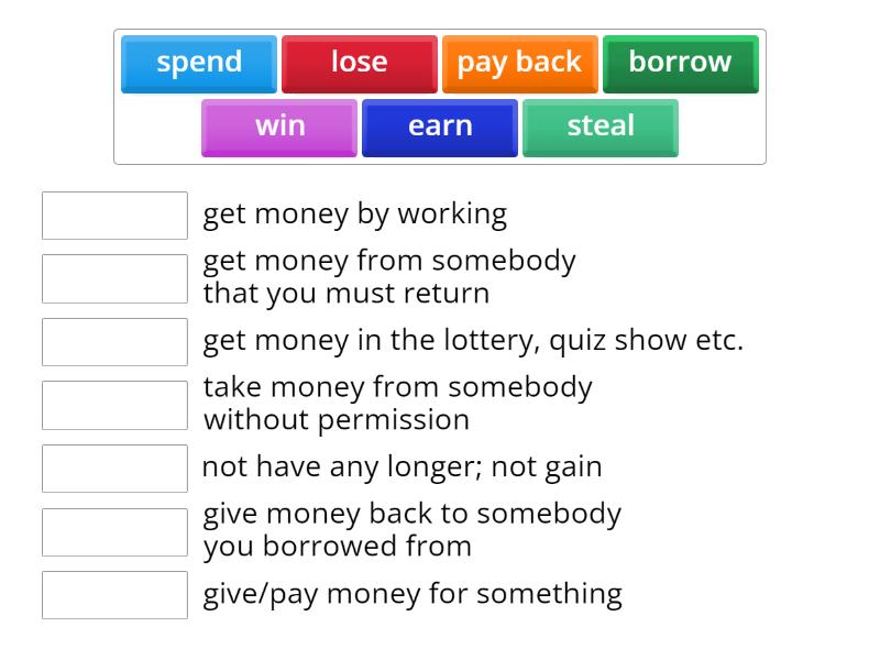 Money Verbs 250-300 #2 - Match up