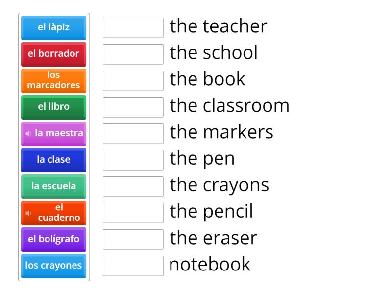 La escuela - school - Match up