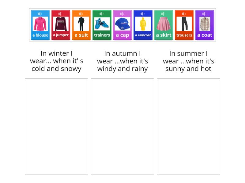 seasons weather clothes spotlight - Categorize