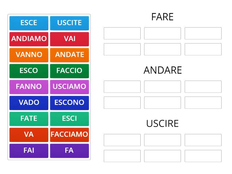 VERBI FARE - ANDARE - USCIRE - Group sort