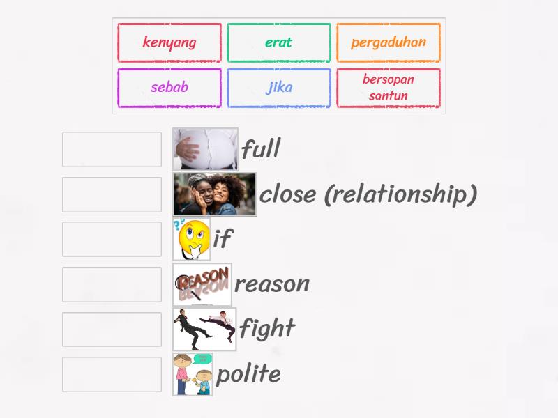 Kosa Kata 2 (Kata Bantu + Kata Adjektif + Kata Nama) - Match up