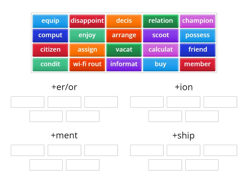Suffixes nouns - Group sort