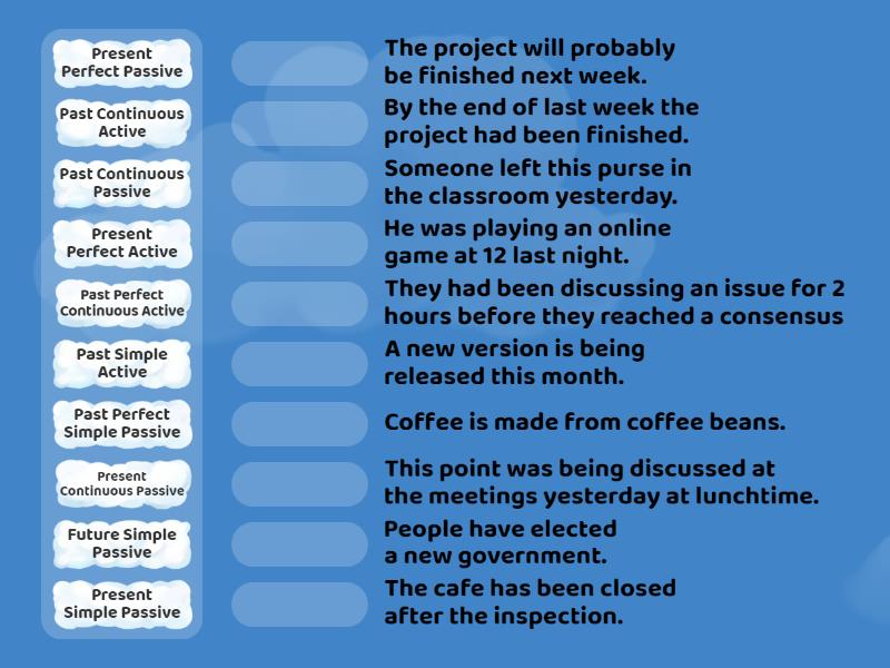 Passive forms - Match up