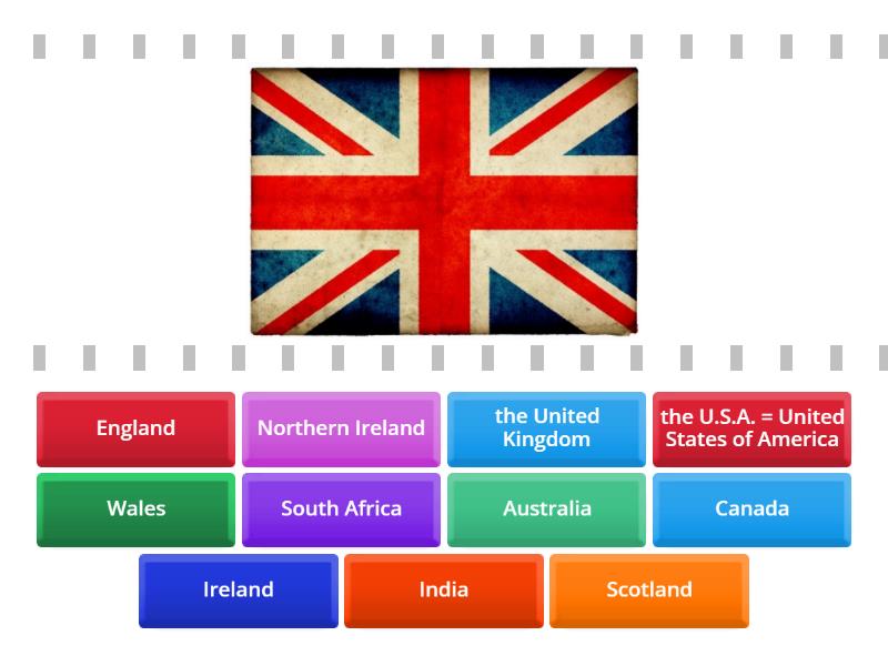 Flags of English-speaking countries - Find the match