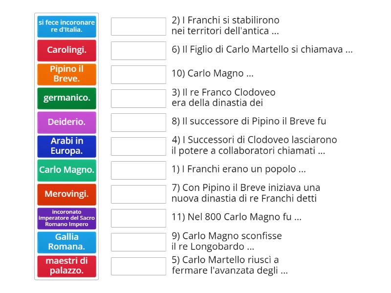 STORIA: I FRANCHI DA CLODOVEO A CARLO MAGNO - Match up