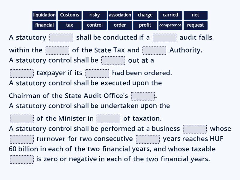 STATUTORY CONTROL - Complete the sentence
