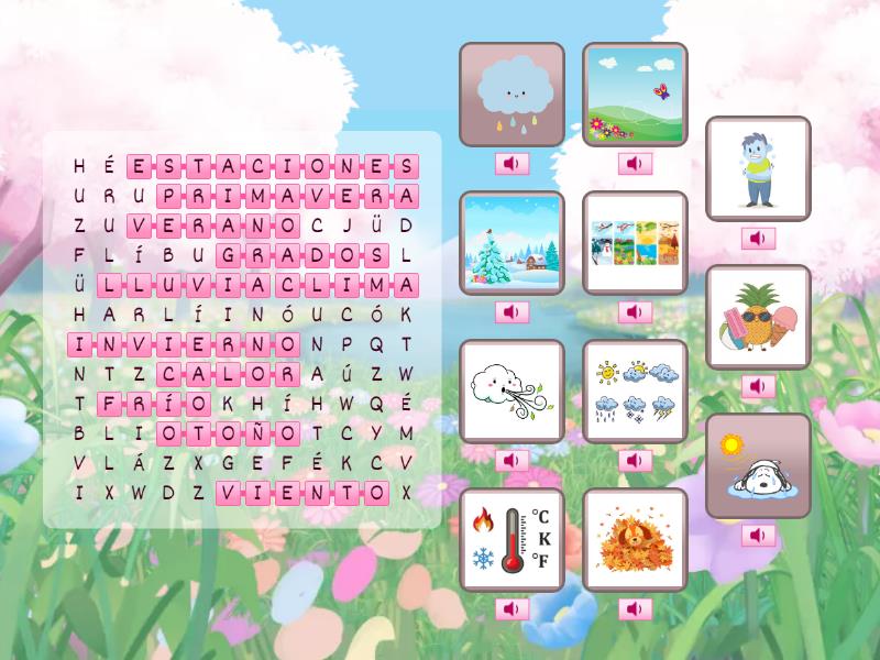 , estaciones y clima - Sopa de letras