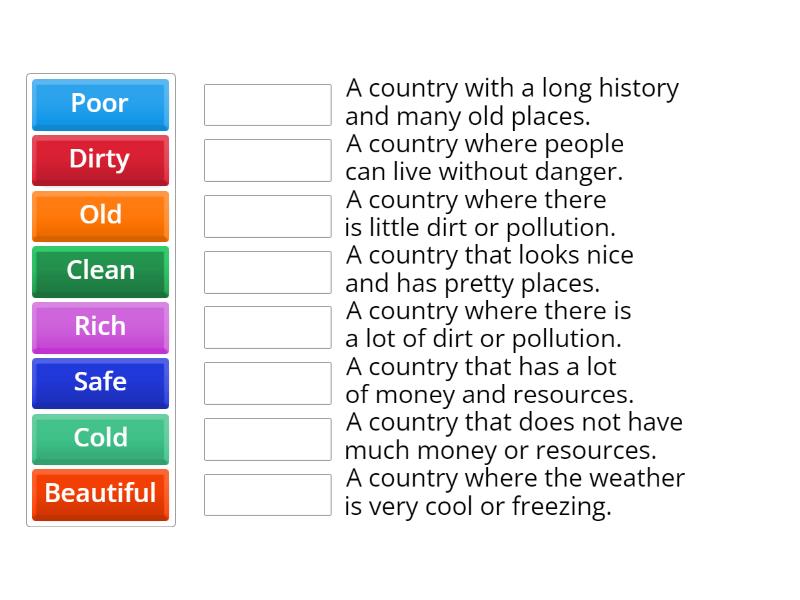 Describing countries - Une las parejas