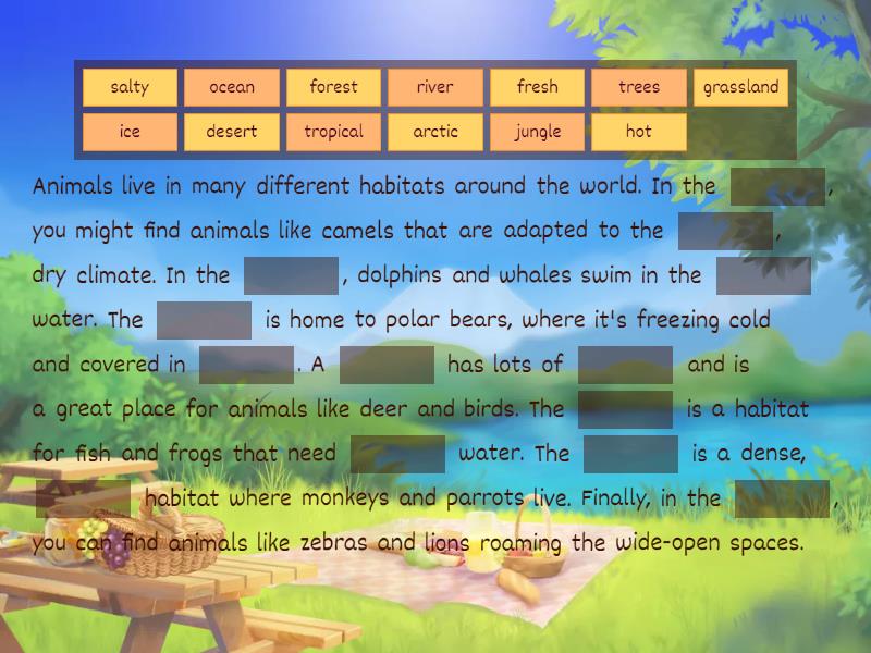 Animal Habitats - Complete the sentence