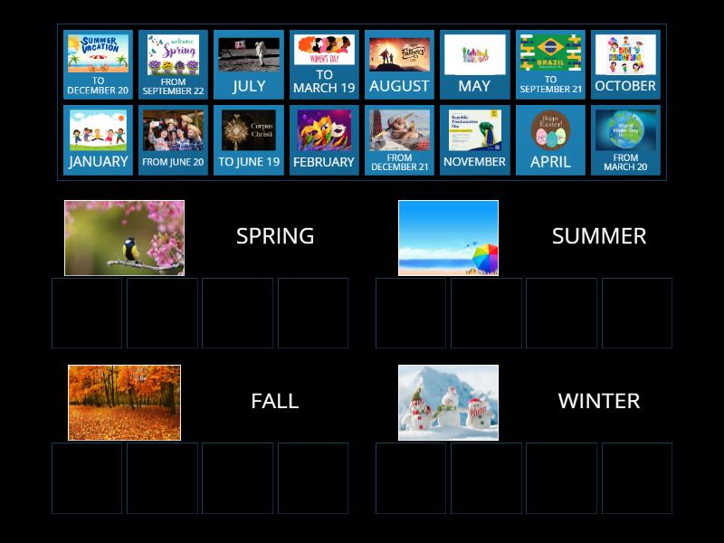 SEASONS AND MONTHS IN BRAZIL - SMERJ - 2nd GRADE - 2024 - Group sort