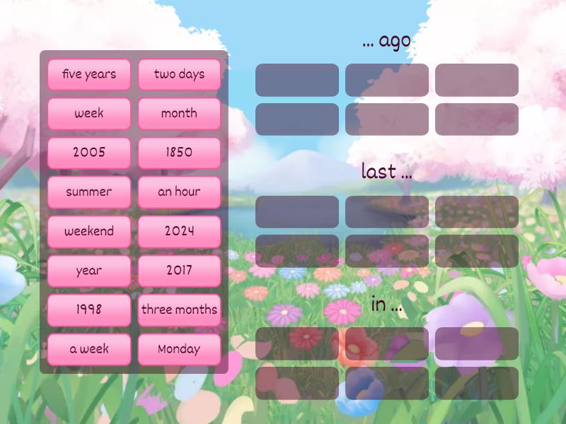 past simple time indicators - Group sort