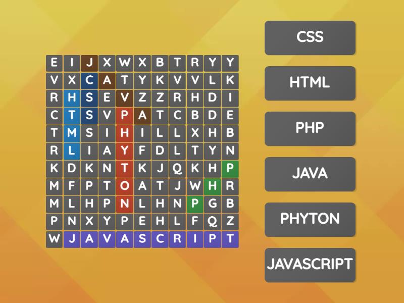 IT QUIZ PROGRAMMING LANGUAGE - Wordsearch
