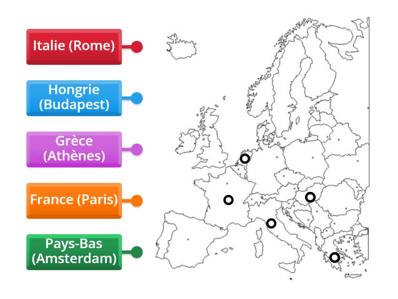 L'Europe : Situer les pays. - Labelled diagram