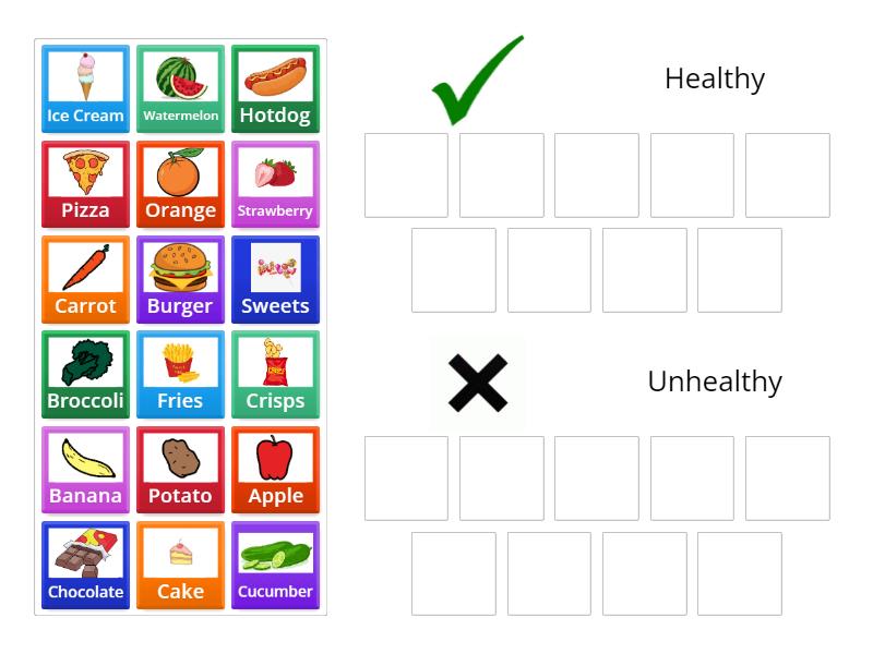 Healthy Vs Unhealthy Food Quiz - Group sort
