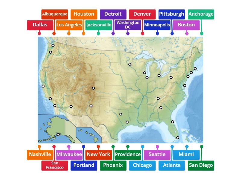 United States Cities - Labelled diagram