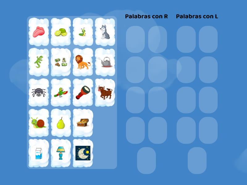 diferenciar sonido de palabras con L y R - Group sort