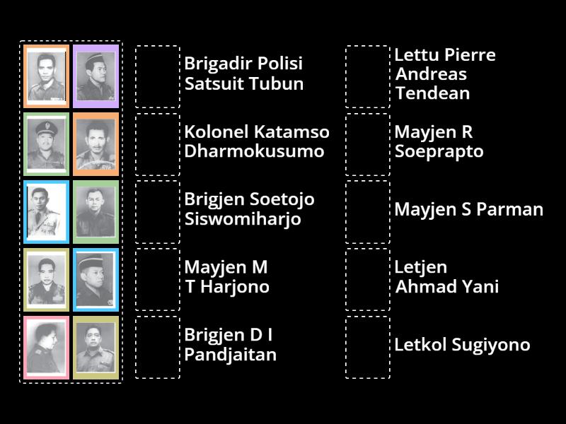 Pasangkan Foto dan nama Pahlawan Revolusi Peristiwa G30S/PKI - Match up