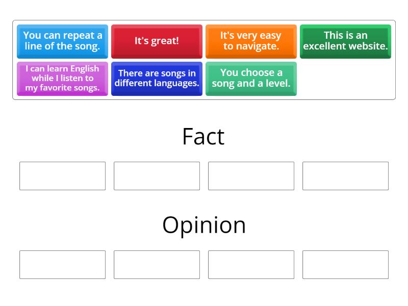 Put the sentences in the correct groups. - Group sort