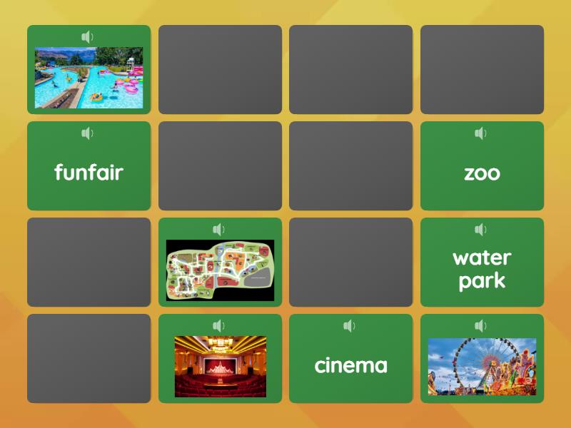 Places in town memory game - Matching pairs
