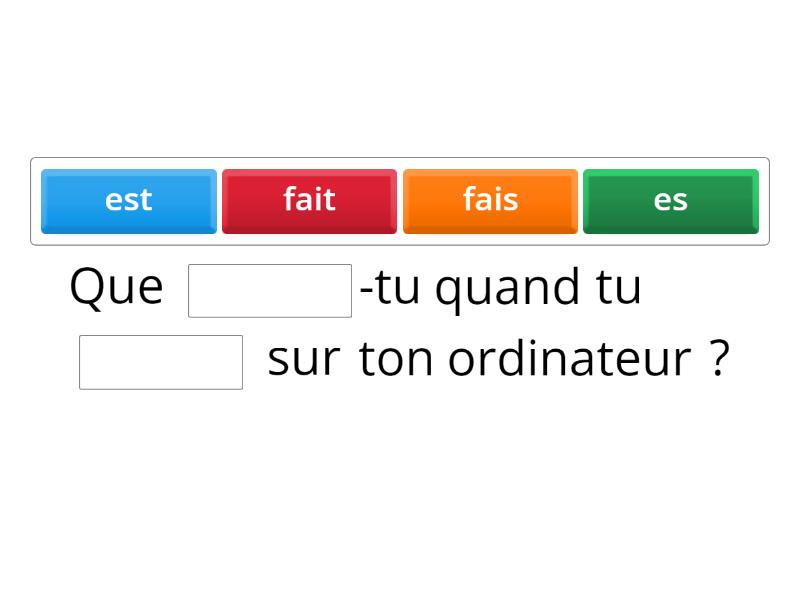 Parler de ses loisirs avec le verbe faire - Complete the sentence