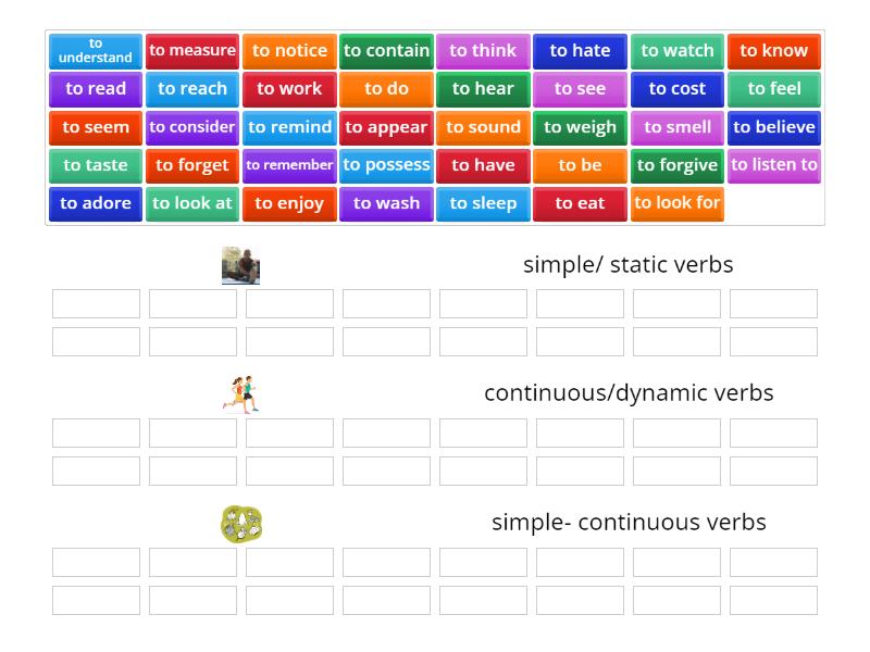 non-continuous verbs - Group sort