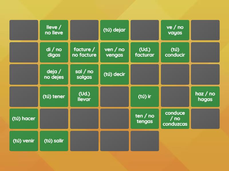 Los mandatos formales e informales y de nosotros - Matching pairs