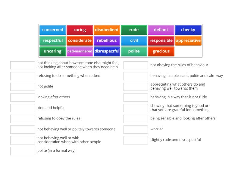 Vocabulary - Match up