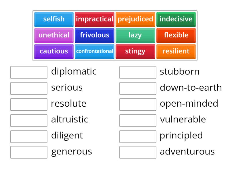 Describing people: Find antonyms - Match up