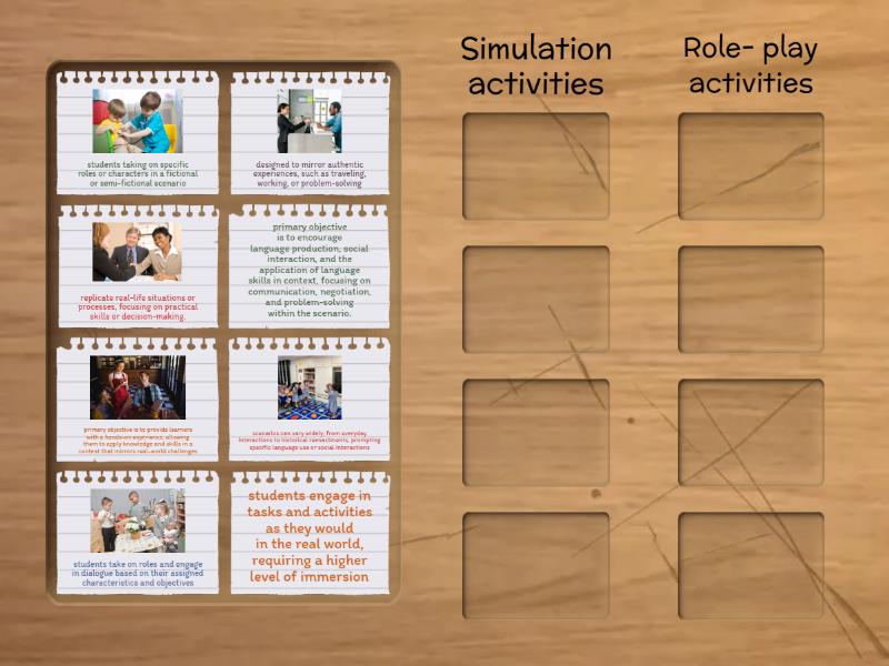 Simulation vs. Role-play activities - Group sort