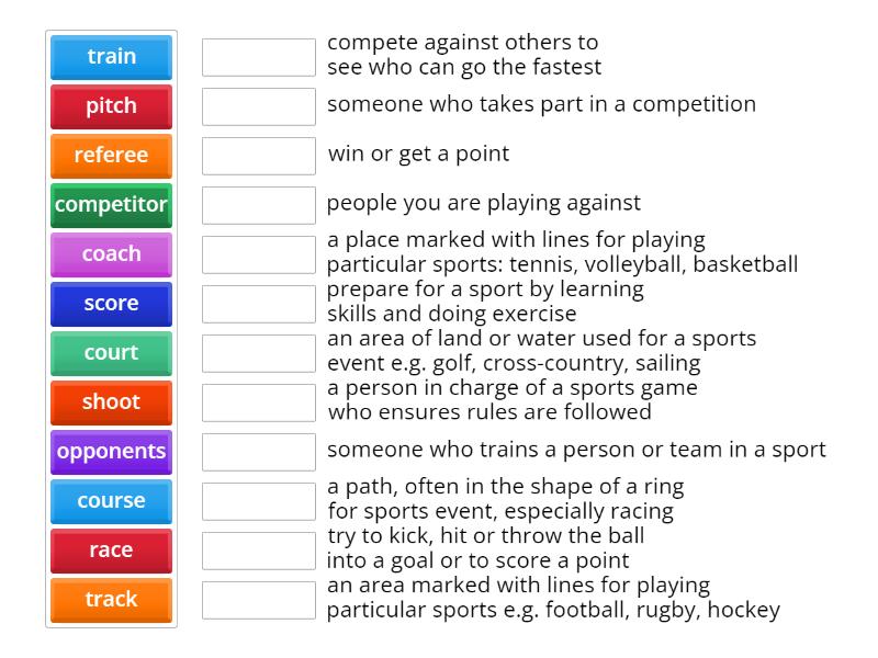 Vocabulary: Sports - Une las parejas