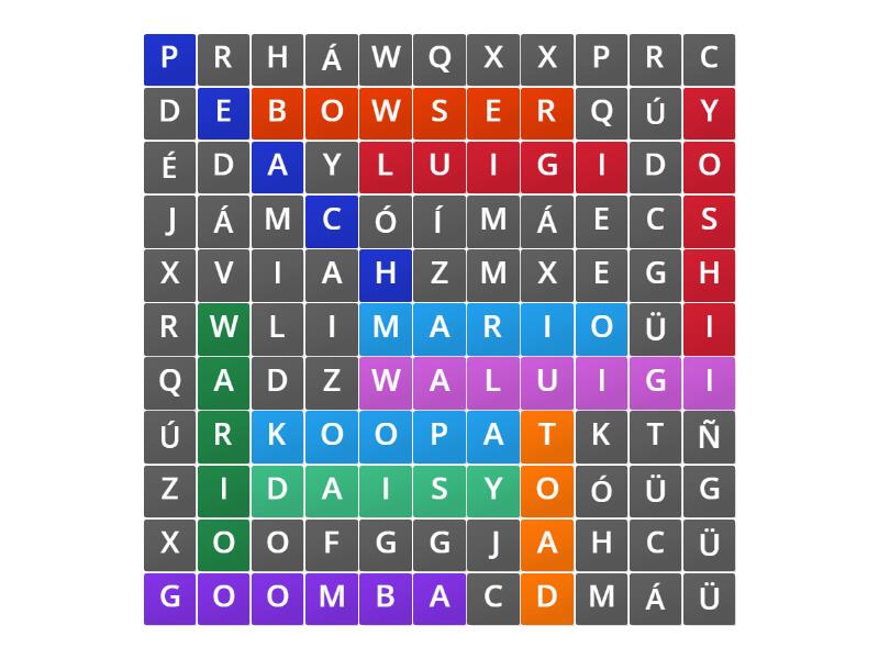 Super mario bros - Caça-palavras