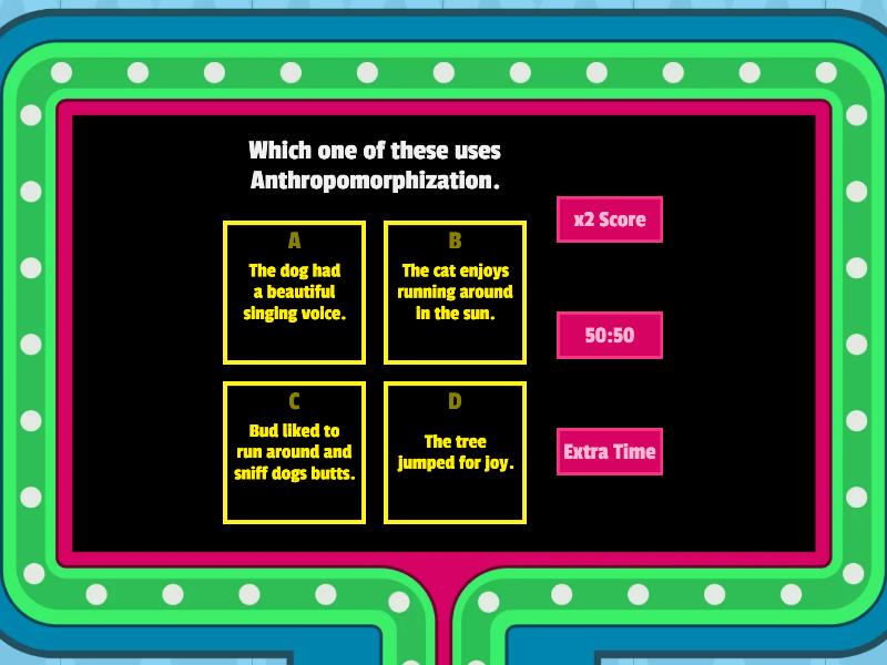 Anthropomorphization. - Gameshow quiz