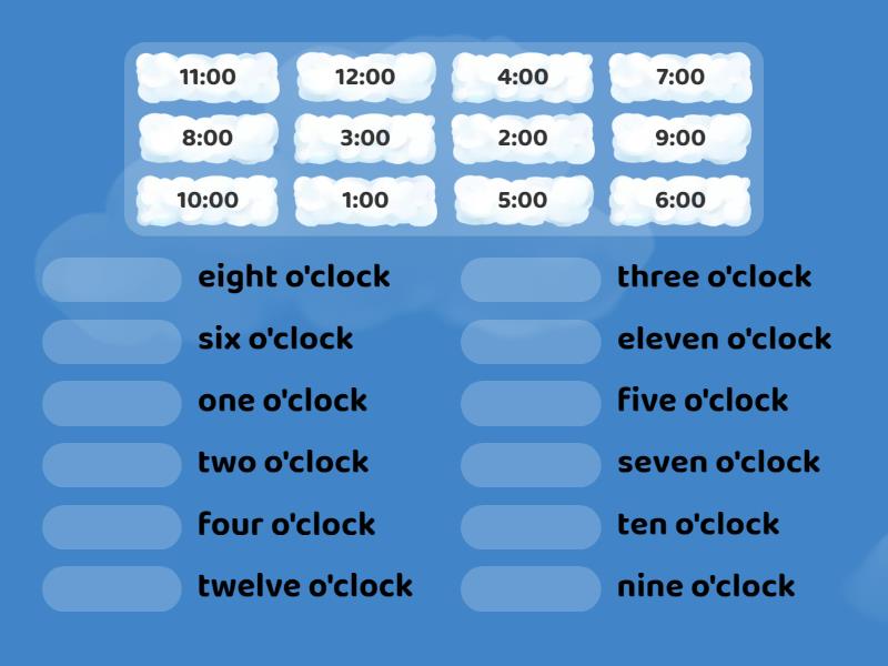 Telling Time - Full Hours [Words to Digital] - Match up