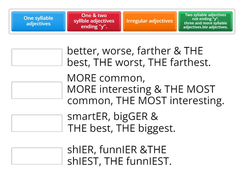 ACPB-AD02 Revision of comparative/superlative adjectives - Match up