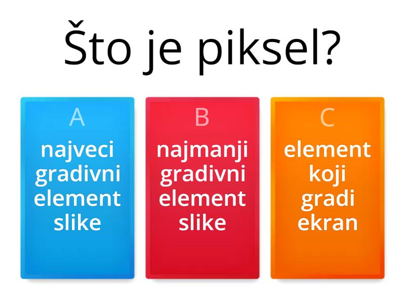 Prikaz slike na zaslonu i pisaču - Quiz